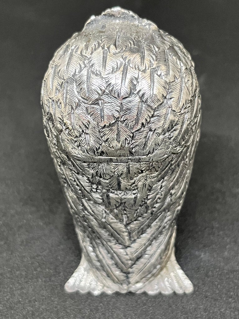Original Victorian Hallmarked Sterling Silver Owl Mustard Pot, London ...