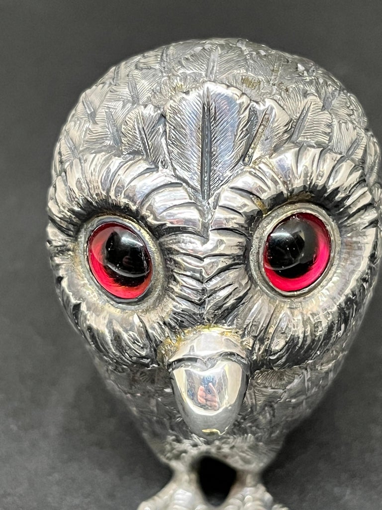 Original Victorian Hallmarked Sterling Silver Owl Mustard Pot, London ...