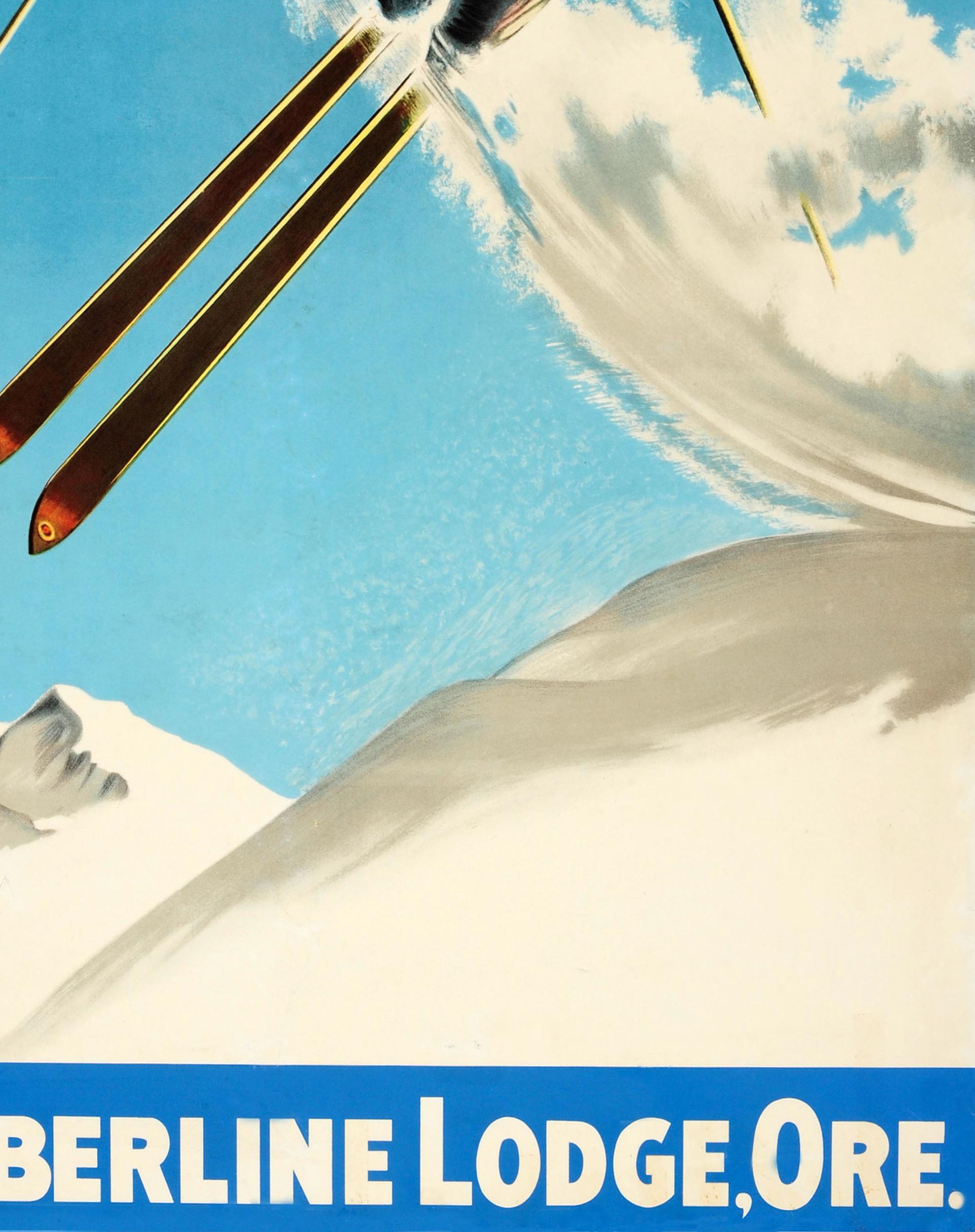 Original Vintage 1930s Ski Poster For Timberline Lodge Oregon and ...