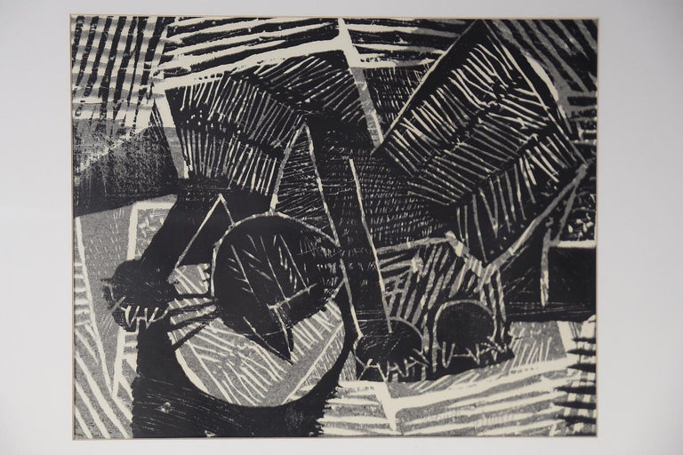 Original Vintage Abstract Black and White Woodcut by Vide Jansson ...