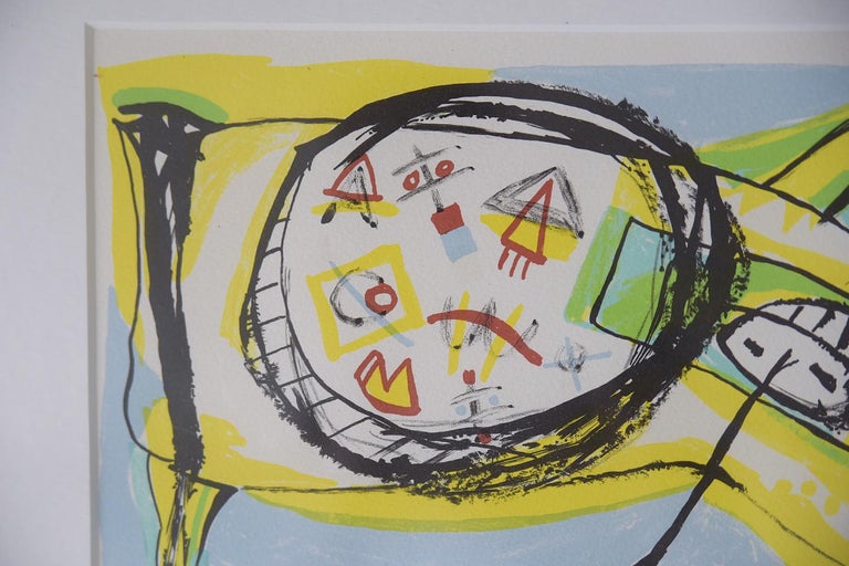 Original Vintage Abstract Color Lithograph, Maskot by Lis Zwick, 1996 ...