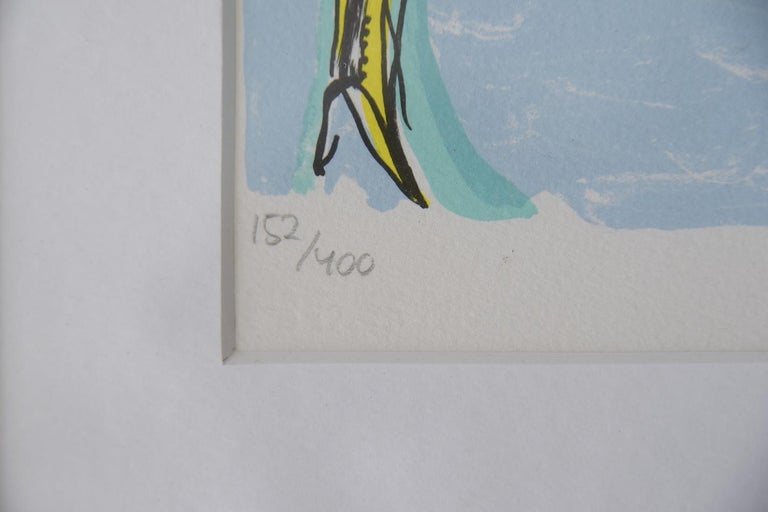 Original Vintage Abstract Color Lithograph, Maskot by Lis Zwick, 1996 ...