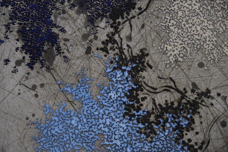 Original Vintage Abstract Color Serigraphy on a Woven Paste by Yannick ...