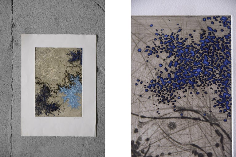 Original Vintage Abstract Color Serigraphy on a Woven Paste by Yannick ...