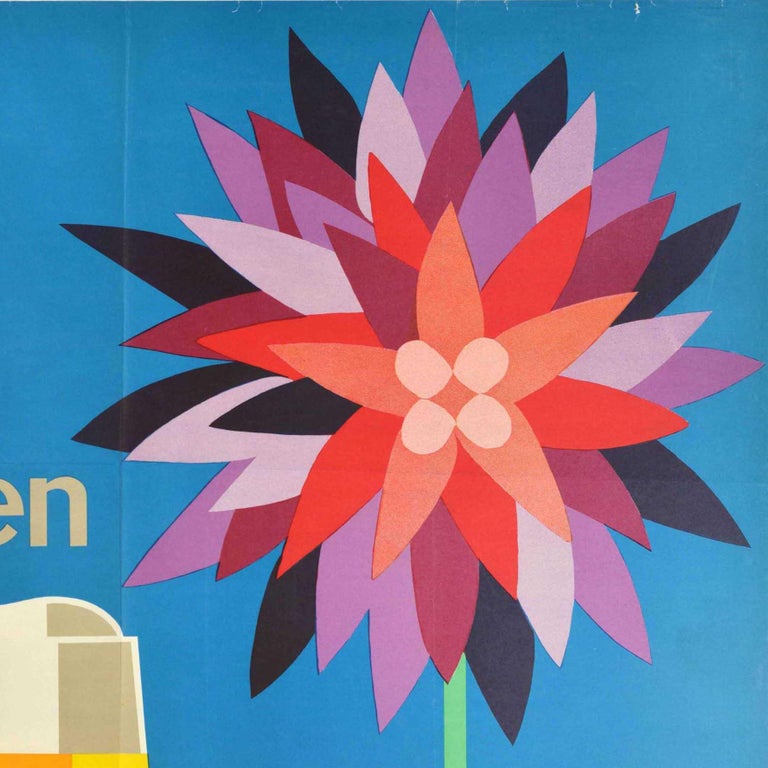 Original Vintage Advertising Poster Drink Beer Moderately Flower Trumpet Alcohol For Sale at 1stDibs