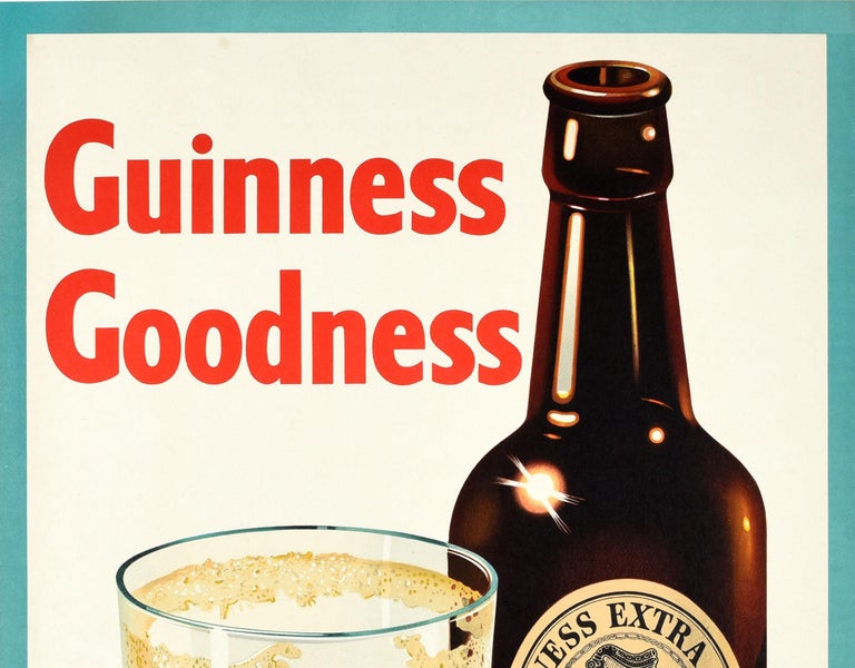 Original Vintage Advertising Poster Guinness Goodness Irish Stout Beer ...