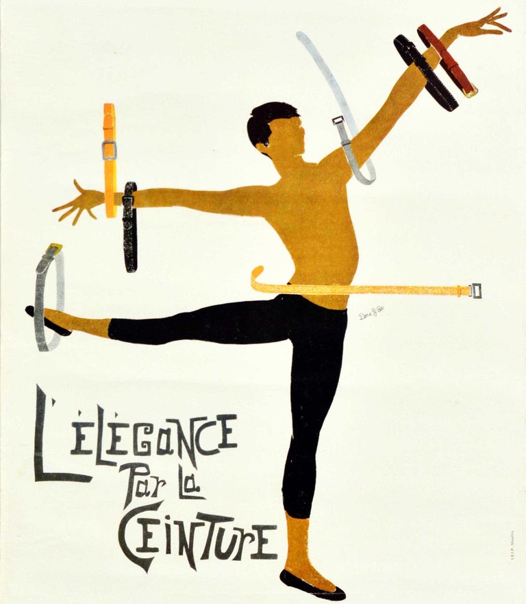Original Vintage Advertising Poster L'Elegance Par La Ceinture Belt ...