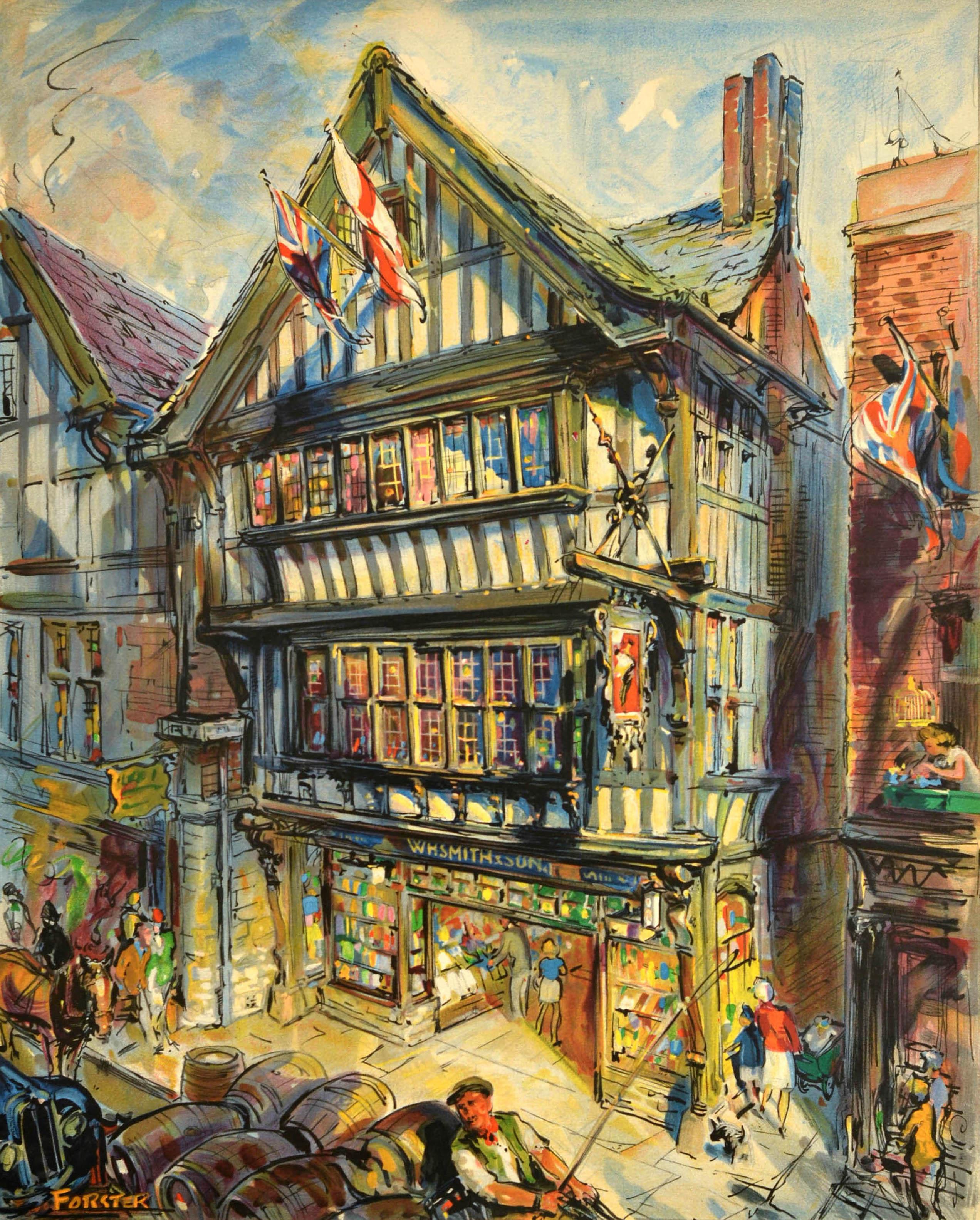 Original Vintage Advertising Poster WH Smith Famous Bookshops Chester ...