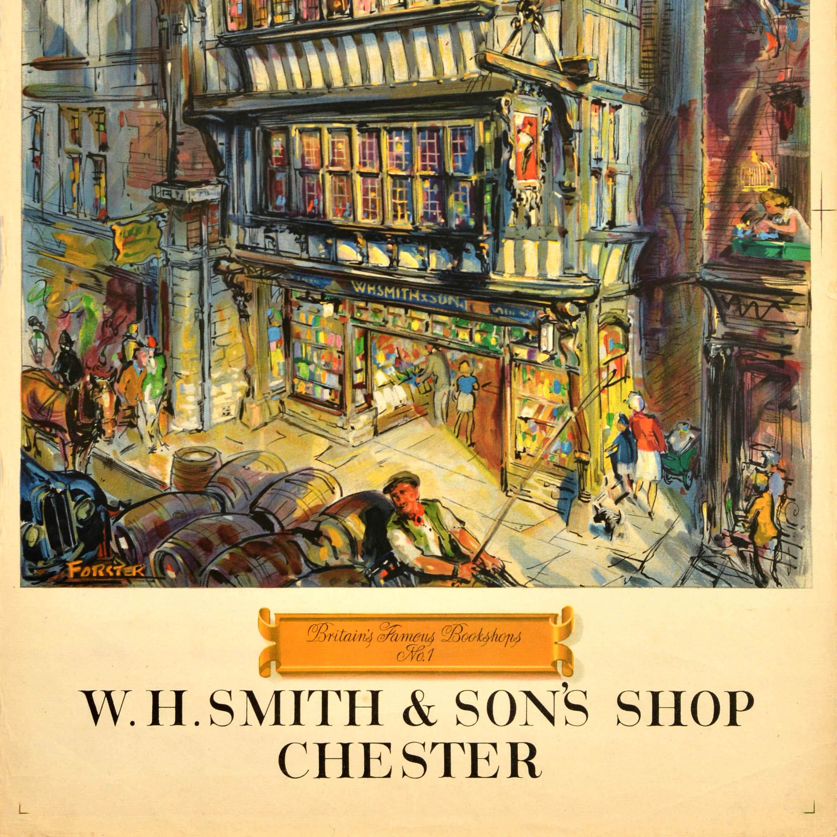 Original Vintage Advertising Poster WH Smith Famous Bookshops Chester ...
