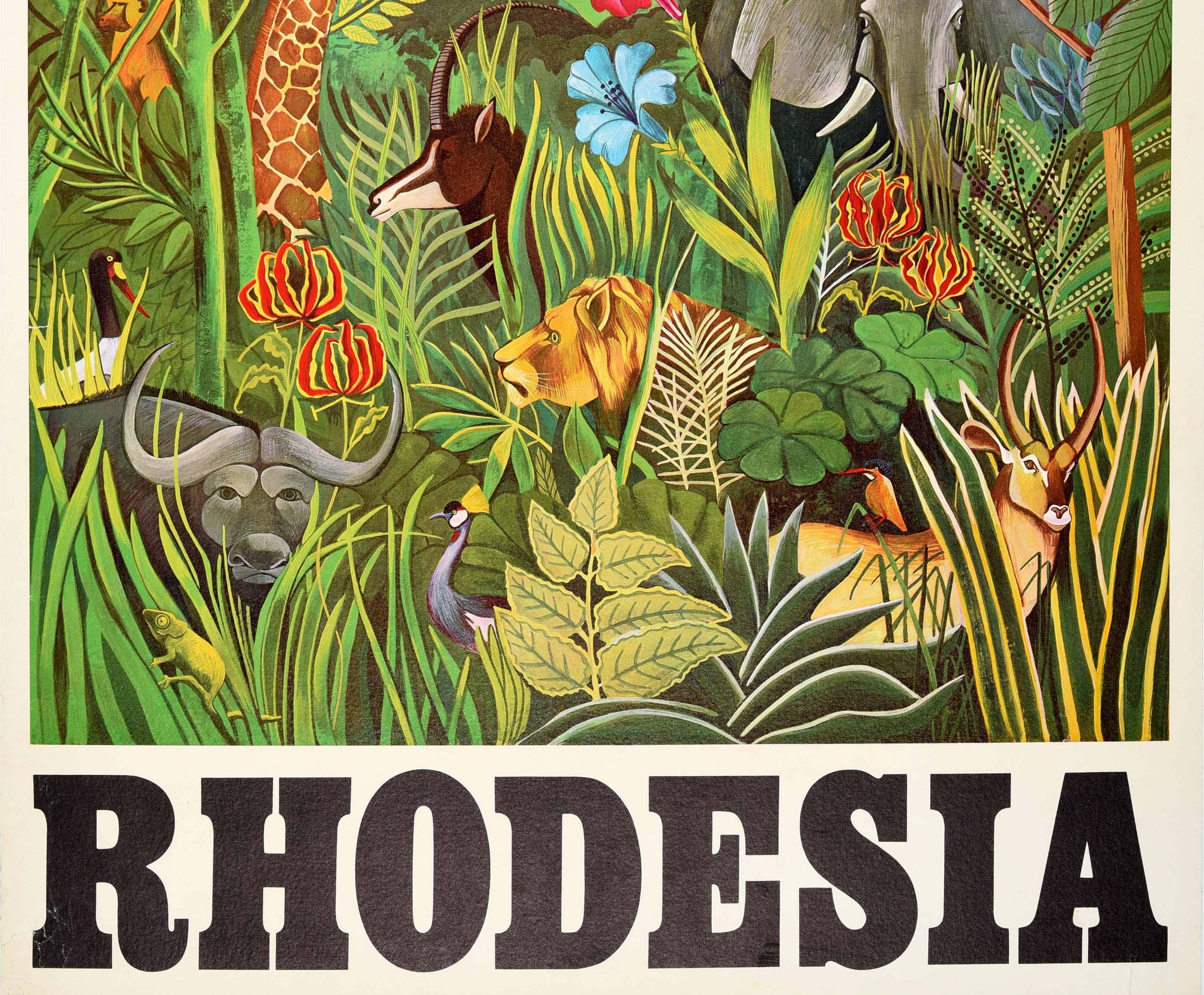 Original Vintage Africa Travel Poster Rhodesia Zimbabwe Victoria Falls ...