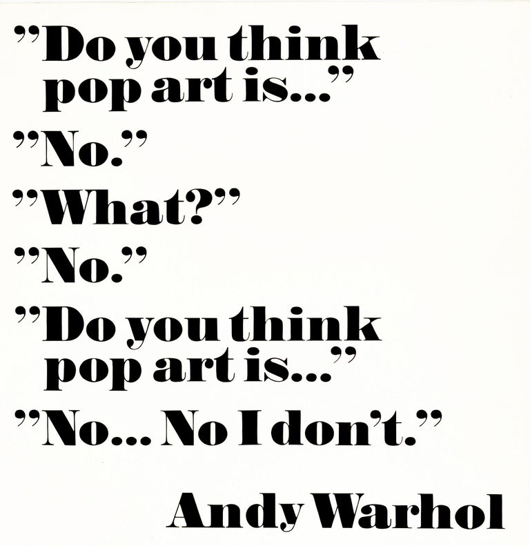 Original Vintage Andy Warhol Poster Do You Think Pop Art Is No I Don't ...
