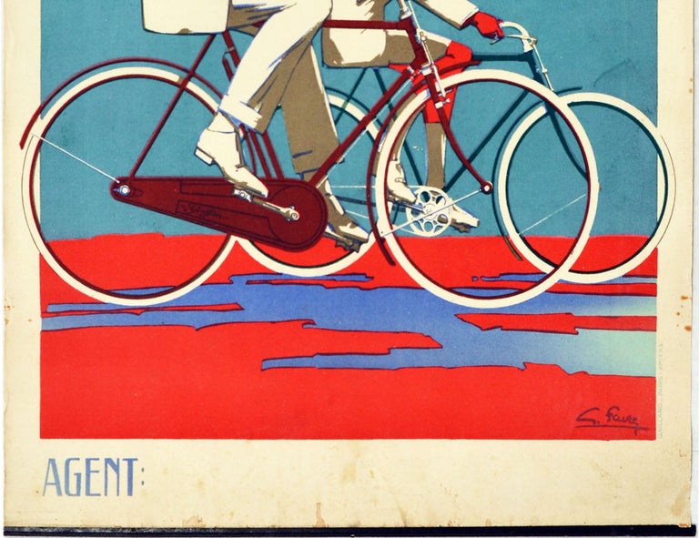 Original Vintage Art Deco Advertising Poster Cycles Griffon Cycling ...