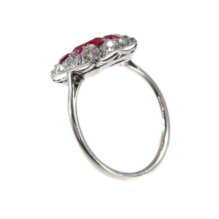 Original Vintage Art Deco Diamond and Ruby Engagement Ring at 1stDibs