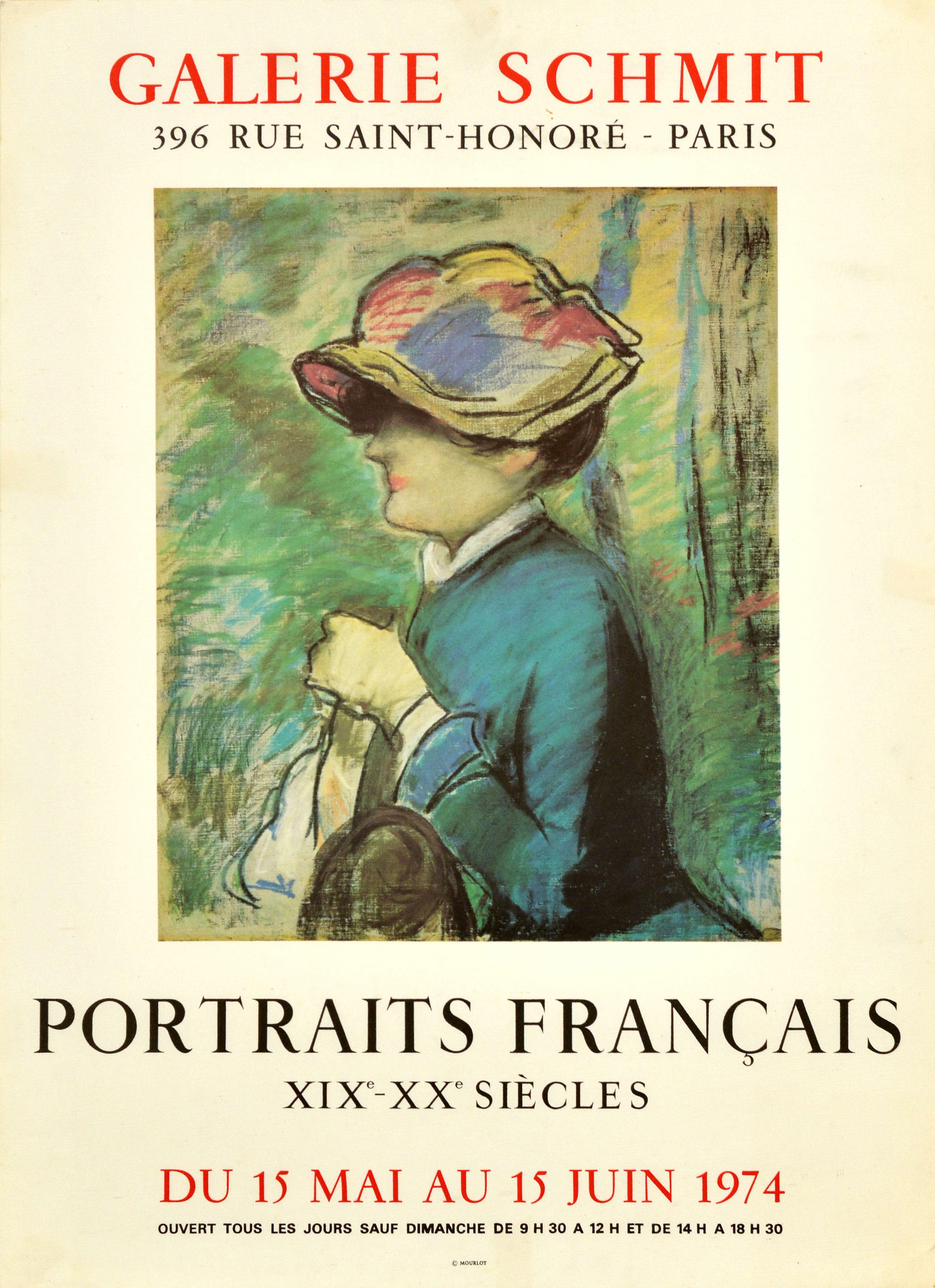 Original Vintage Art Exhibition Poster Portraits Francais Galerie ...