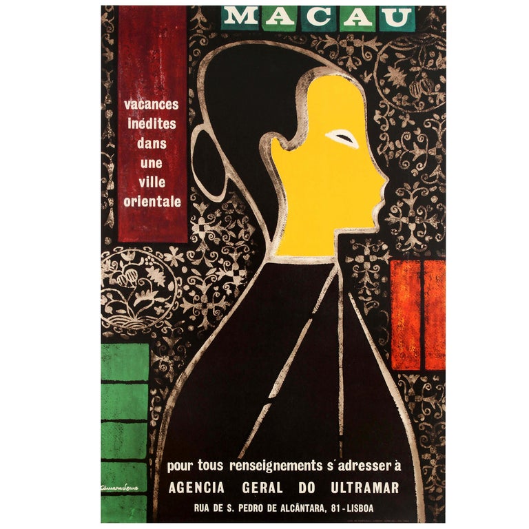 Original Vintage Asia Travel Poster - Macau Unique Holidays In An ...