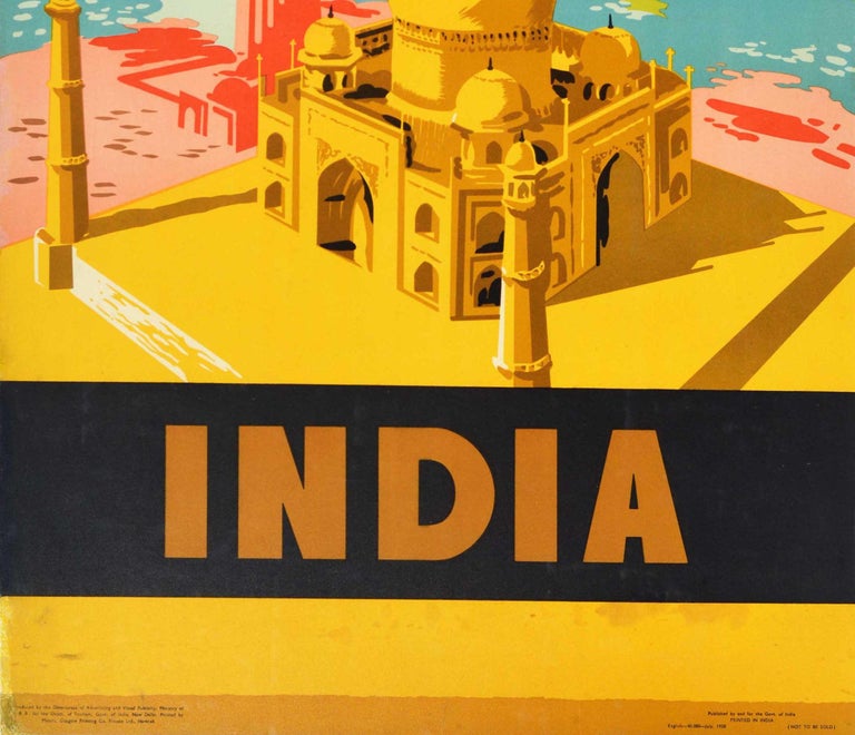 Original Vintage Asia Travel Poster The Wonderful Land India Monuments ...