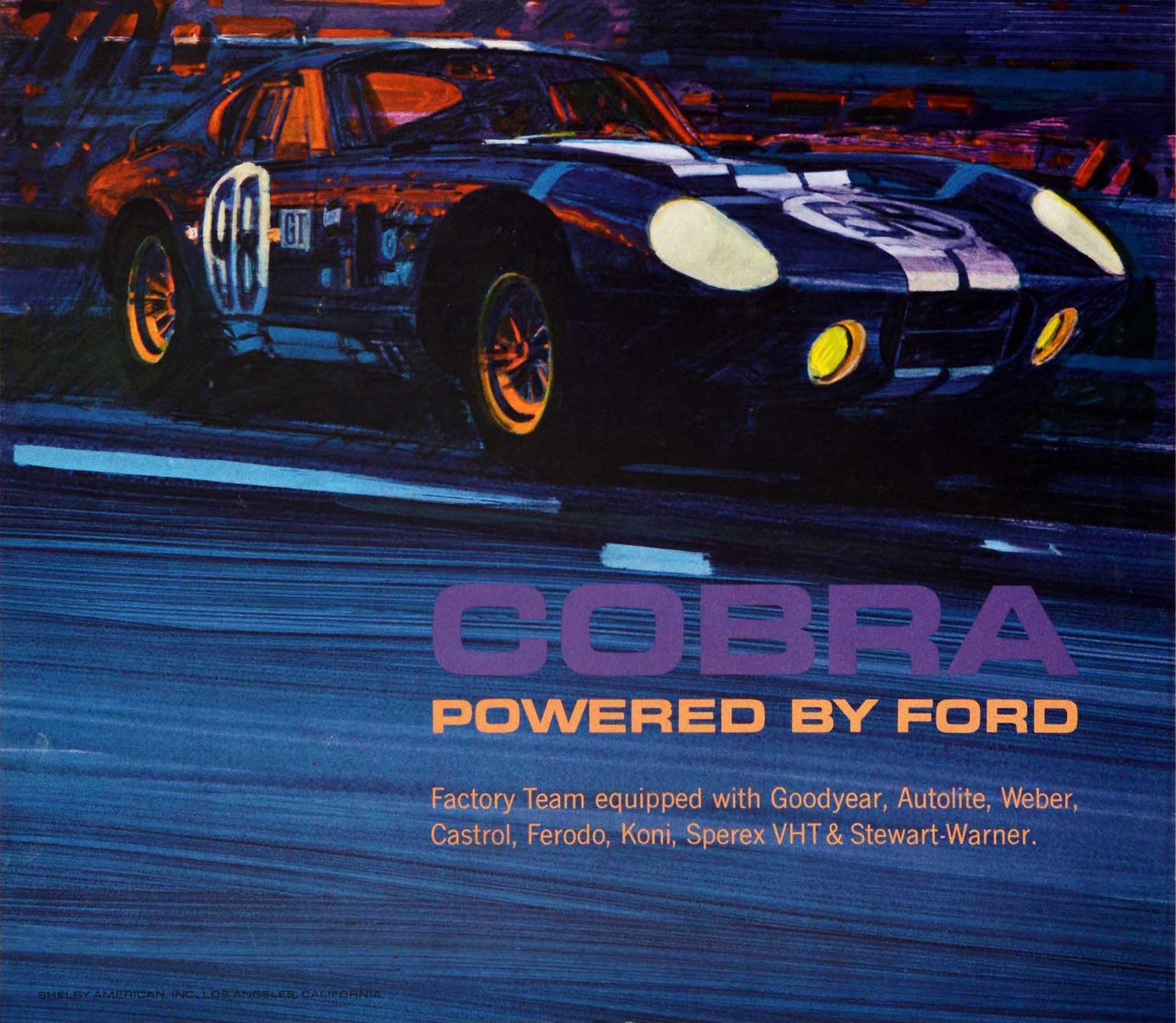 Original Vintage Auto Racing Poster World Champion 1965 Ford Cobra ...