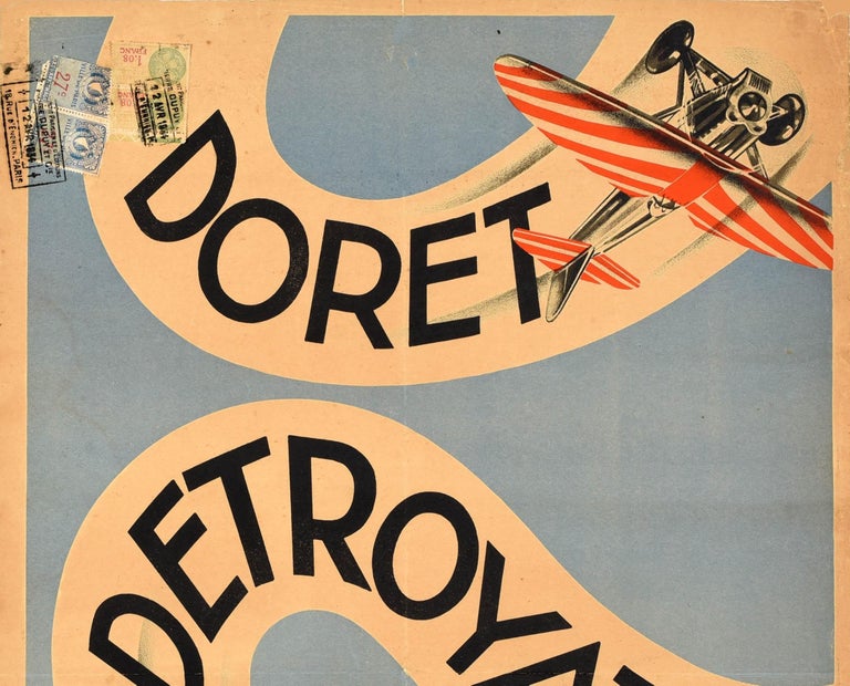 Original Vintage Aviation Poster Doret Detroyat Aerobatic Pilots Flying ...