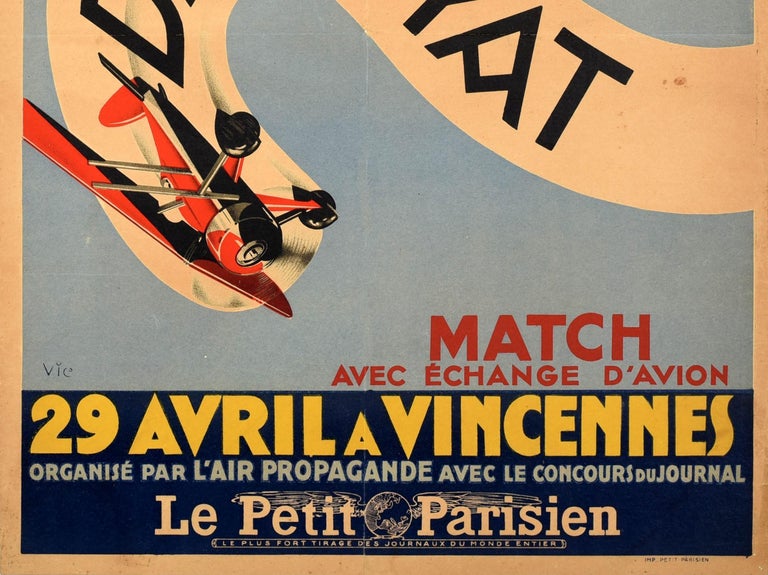 Original Vintage Aviation Poster Doret Detroyat Aerobatic Pilots Flying ...