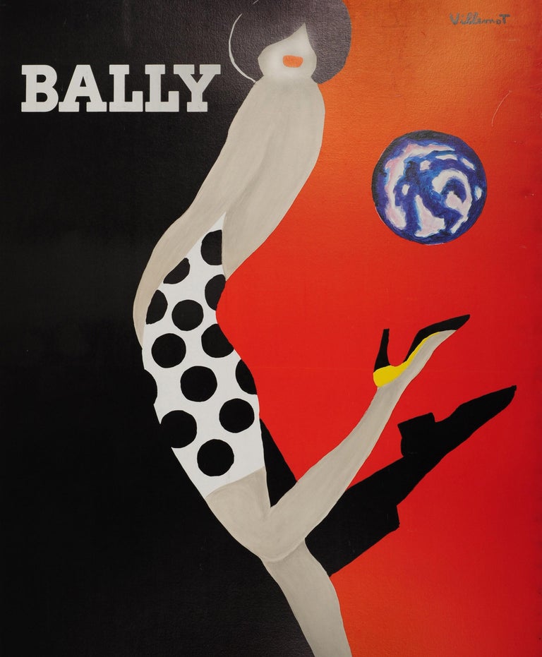 Original Vintage Bally Poster Iconic Ball Design by Villemot Fashion ...