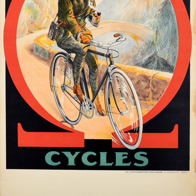 Original Vintage Bike Advertising Poster Omega Cycles Dorfinant Bicycle ...
