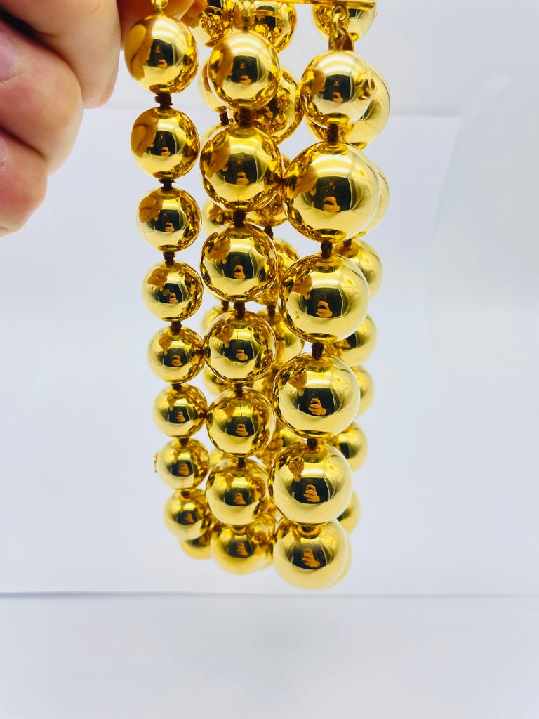 Original Vintage Chanel Gold Logo Pearl Necklace, Rare For Sale at 1stDibs