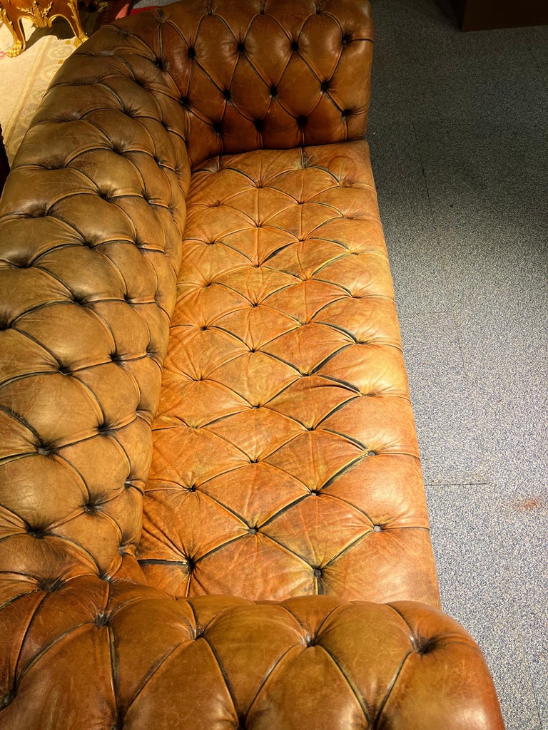 Original Vintage Chesterfield Sofa Faded Brown from around 1978 High ...