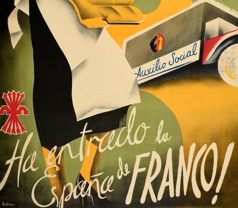 Original Vintage Civil War Era Poster Auxilio Social Aid Spain Espana ...