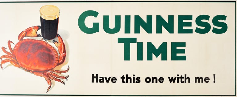 Original Vintage Drink Poster Guinness Time Have This One With Me Crab ...