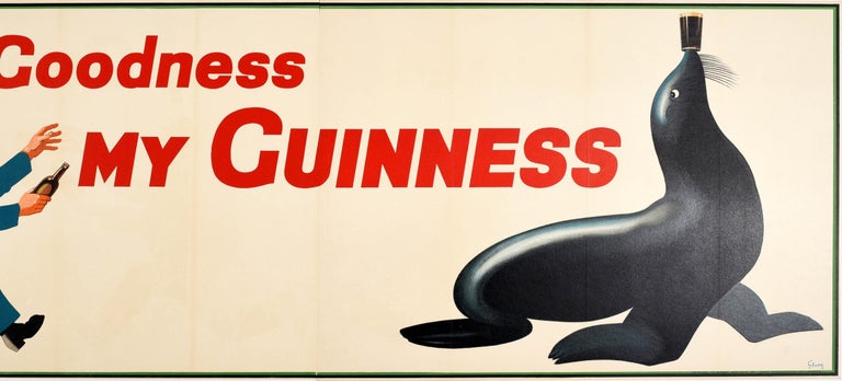 Original Vintage Drink Poster My Goodness My Guinness Zoo Keeper Sea ...