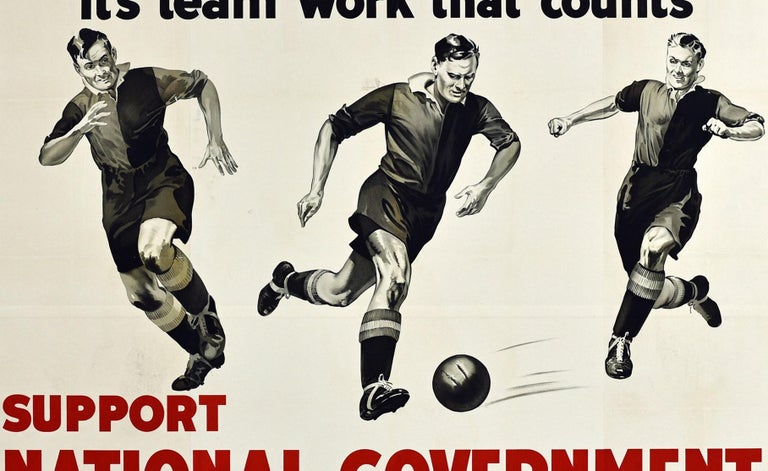 Original Vintage Election Poster Support National Government Team Work ...