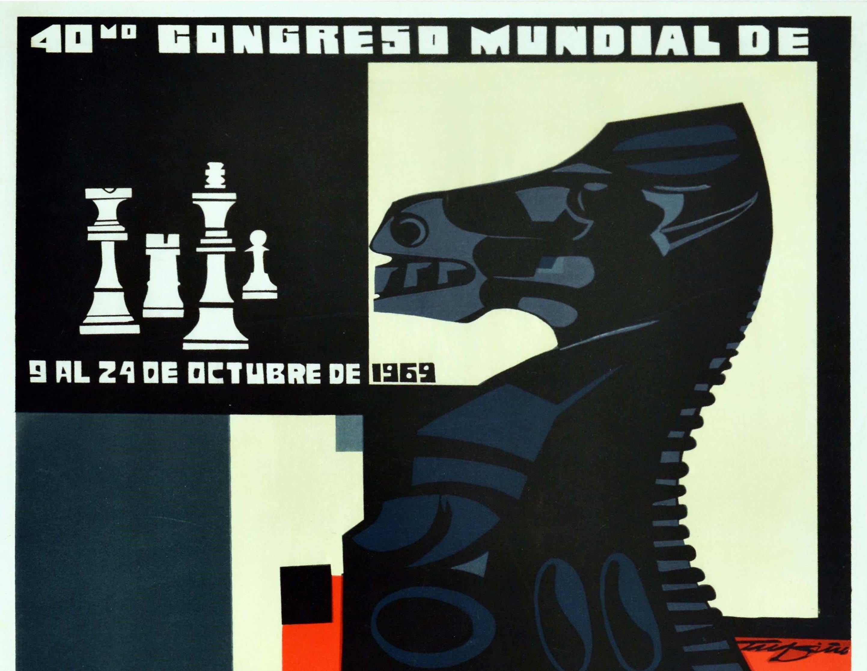 Original Vintage Event Poster World Chess Master Tournament San Juan ...