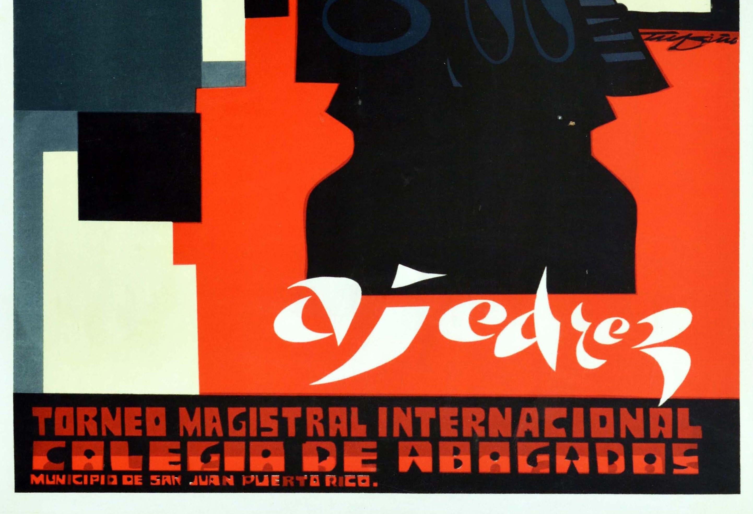 Original Vintage Event Poster World Chess Master Tournament San Juan ...