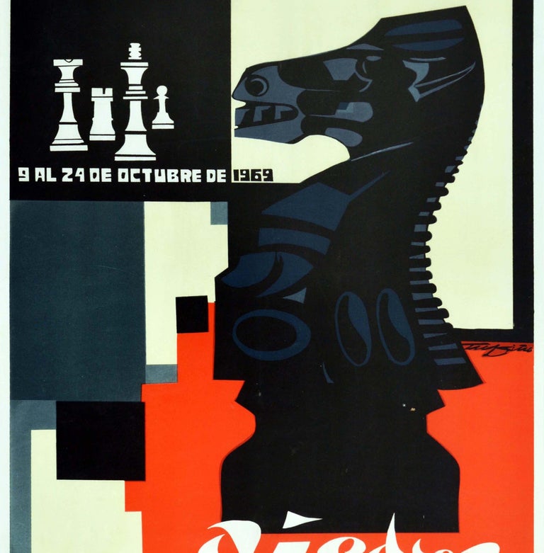 Original Vintage Event Poster World Chess Master Tournament San Juan ...