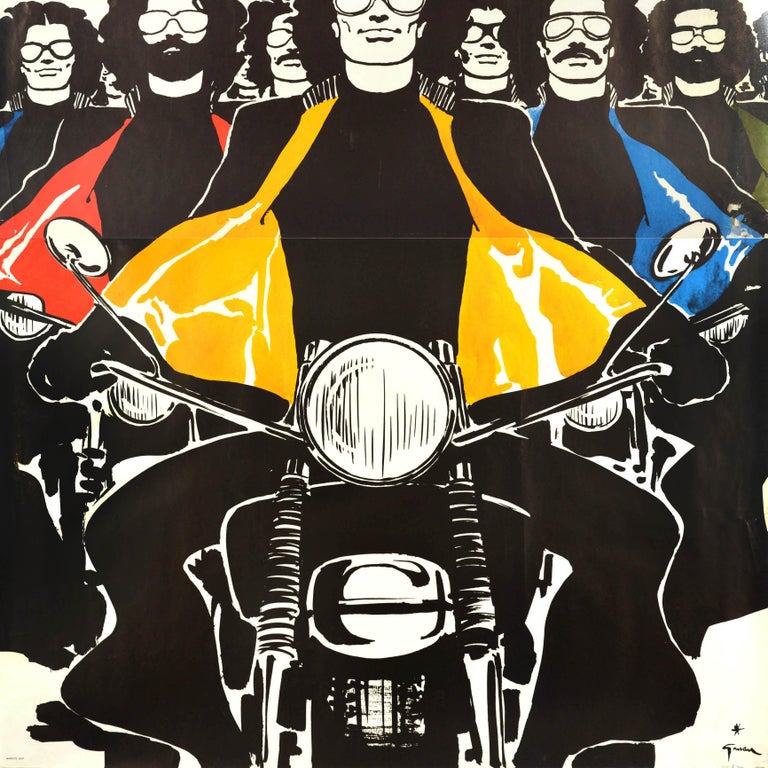 Original Vintage Fashion Advertising Poster Bemberg Motorcycle Rene ...