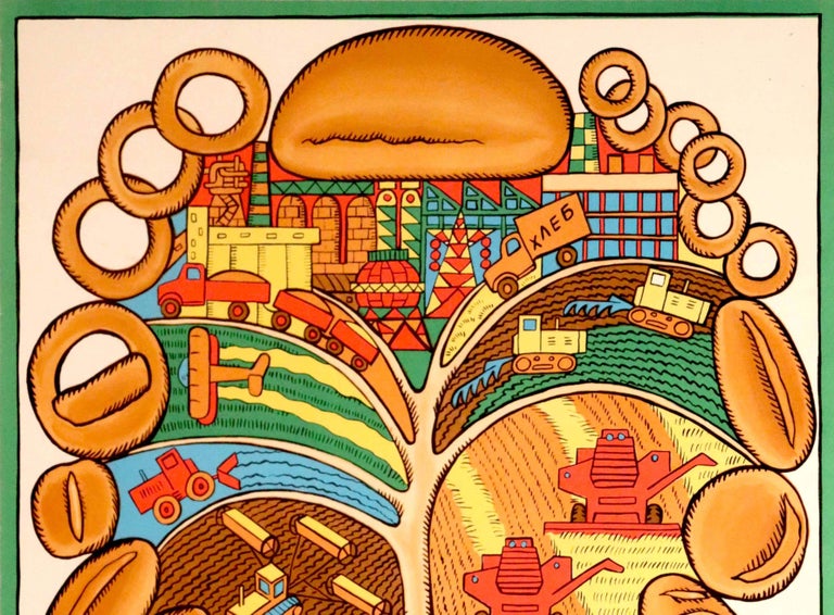 Original Vintage Food Poster Bread Does Not Grow On Trees USSR Farm ...