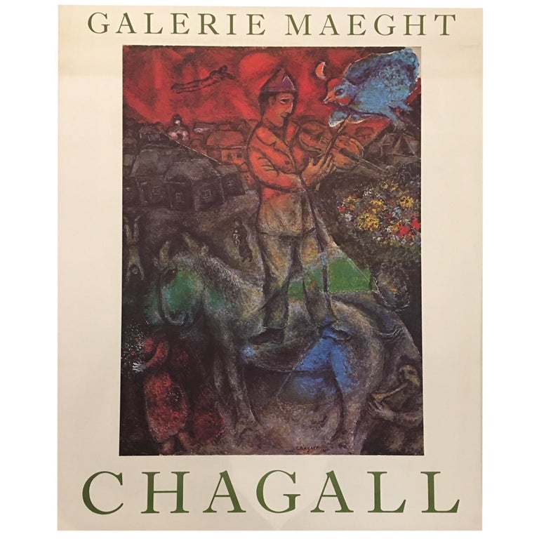 Original Vintage French Poster, Chagall Galerie Maeght, 1975 at 1stDibs
