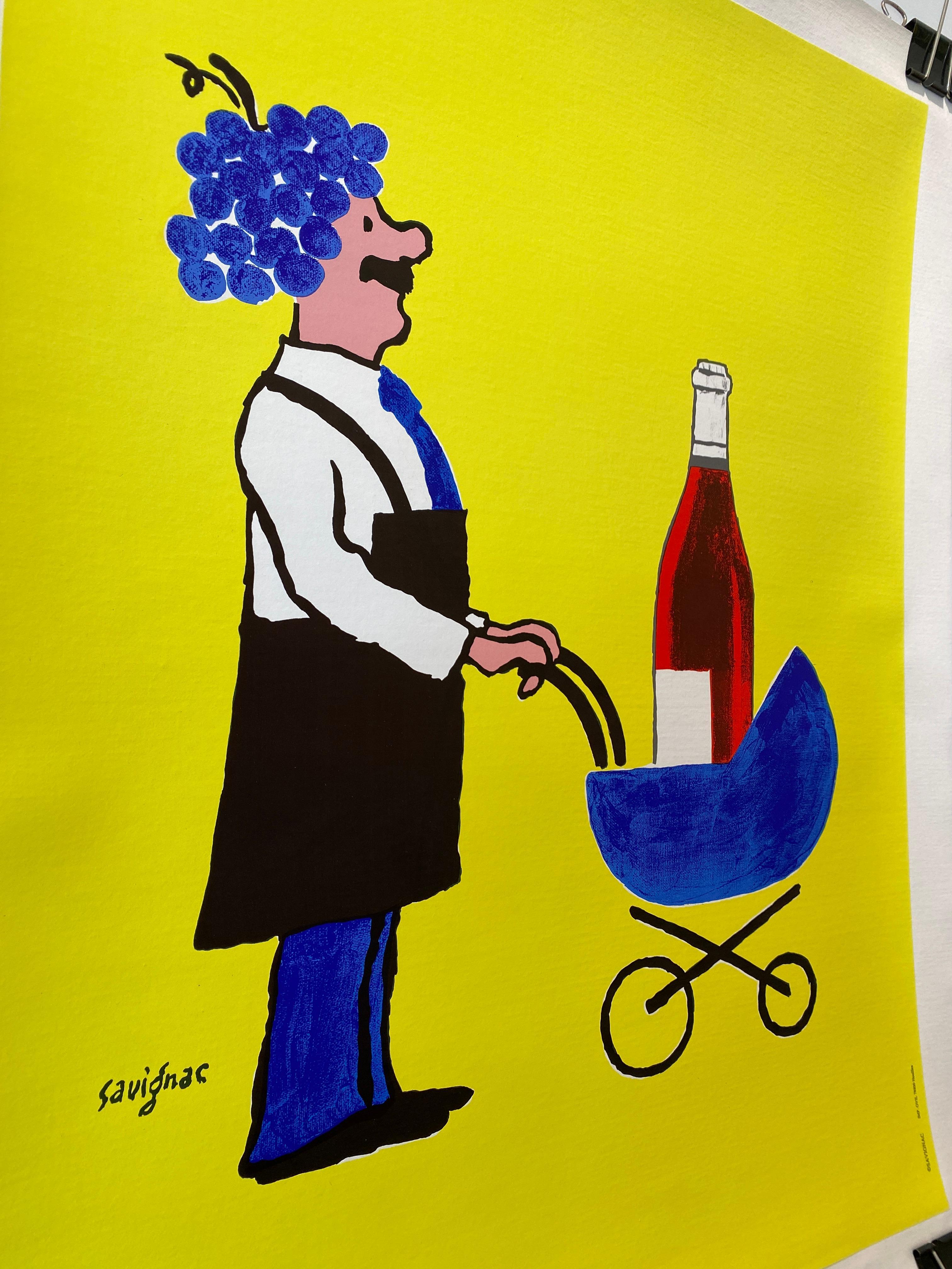 Original Vintage French Wine Poster by Savignac 'Buvons Ici Le Vin ...