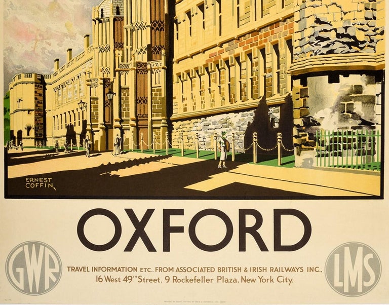 Original Vintage GWR LMS Railway Poster Oxford University Christ Church ...