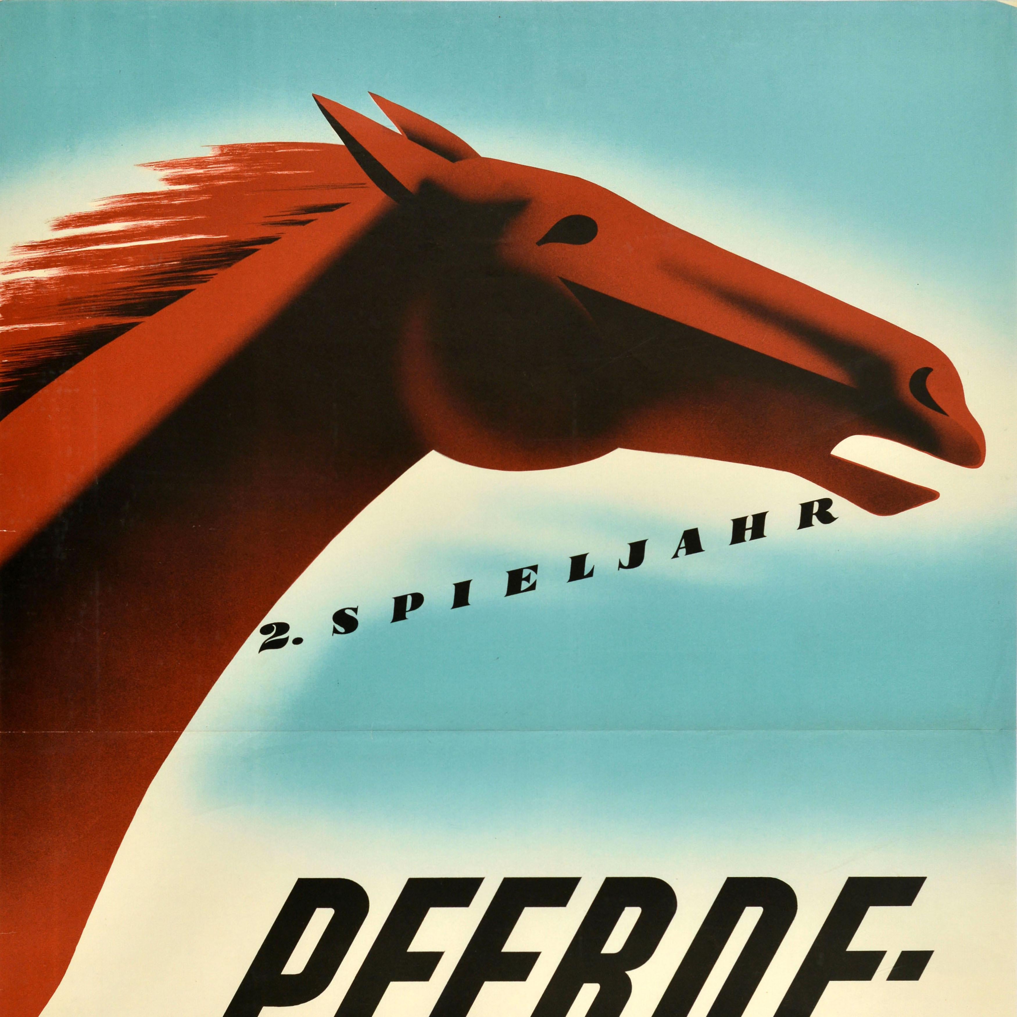 Original Vintage Horse Racing Poster Pferde Toto 1954 Horse Pools ...