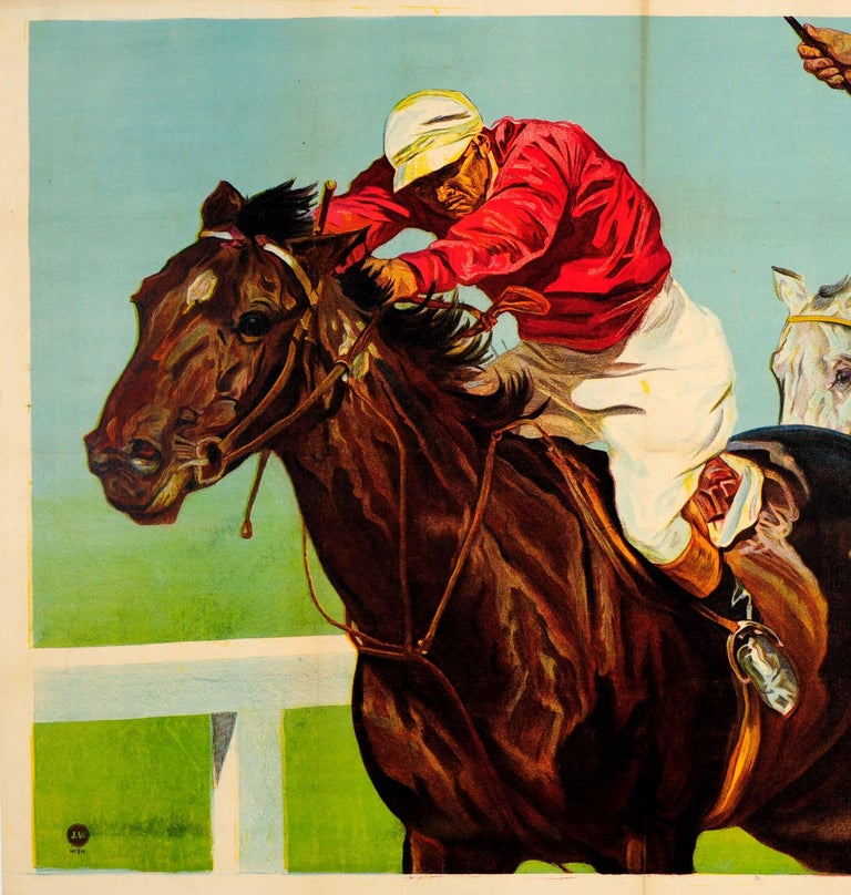 Original Vintage Horse Racing Sport Poster Ft. Painting of Jockeys in ...