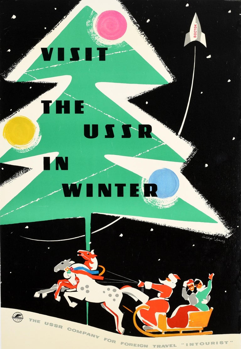 Original Vintage Intourist Travel Poster Visit The USSR In Winter Space ...