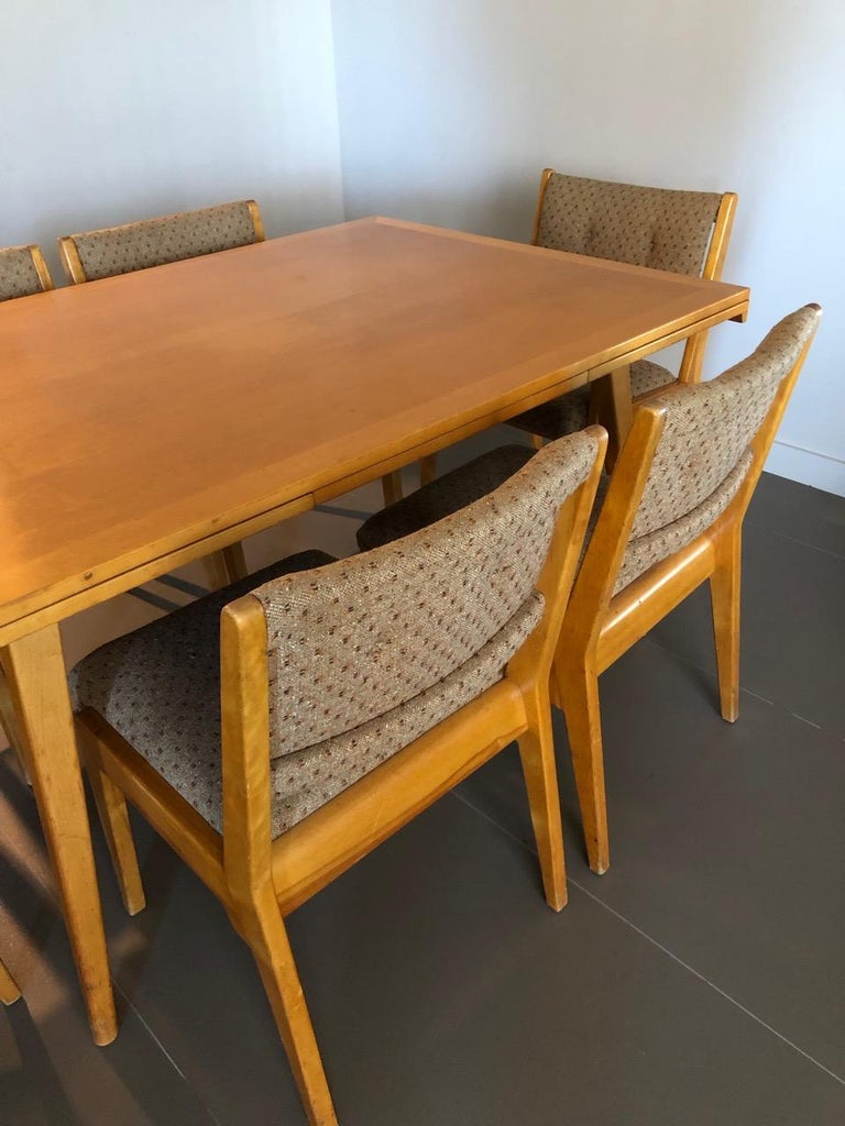 Original Vintage Jens Risom Extension Dining Table with Six Chairs and ...