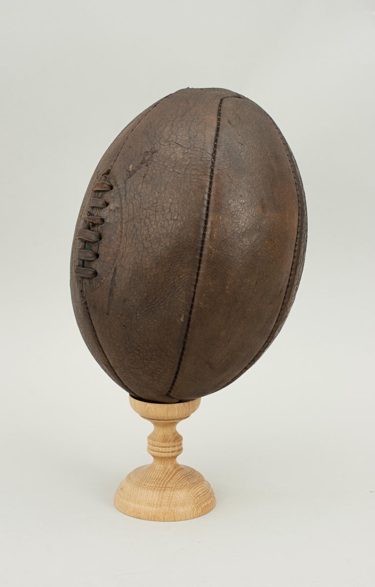 Original Vintage Leather Rugby Ball with 6 Panels at 1stDibs