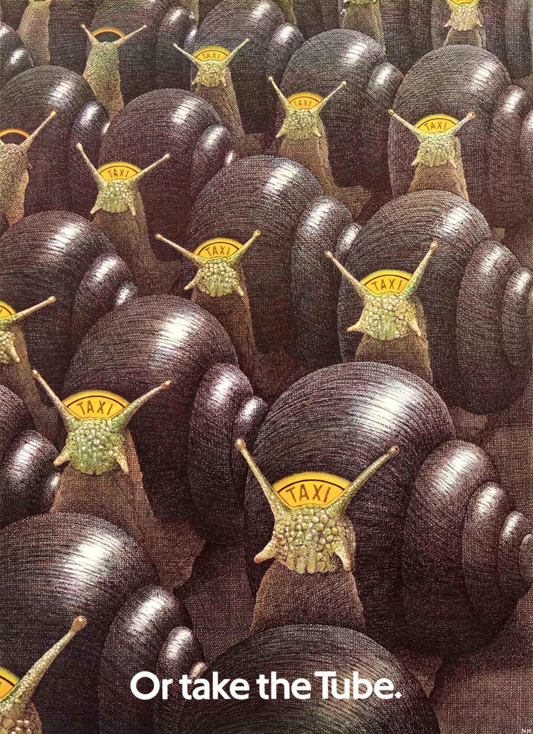 Original Vintage London Underground Poster LT Snail Taxi Or Take The ...