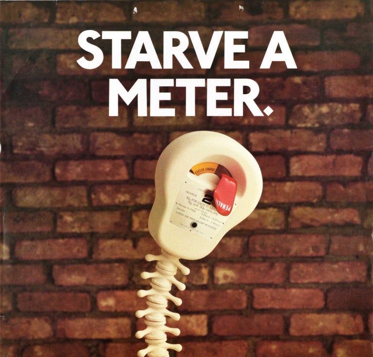 Original Vintage London Underground Poster LT Starve A Meter Skeleton ...