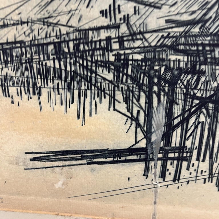 Vintage Modern Art Original Architectural Block Print Signed For Sale ...