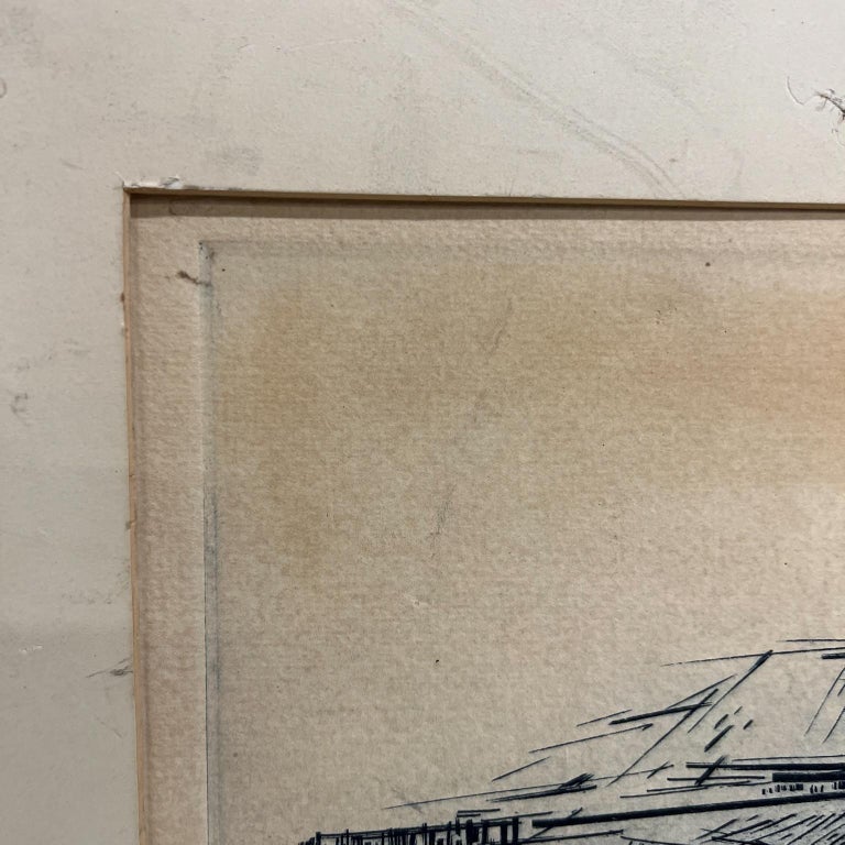 Vintage Modern Art Original Architectural Block Print Signed For Sale ...