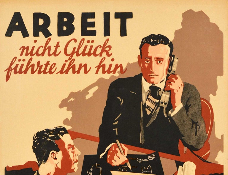 Original Vintage Motivation Poster Arbeit Nicht Gluck Work Not Luck ...