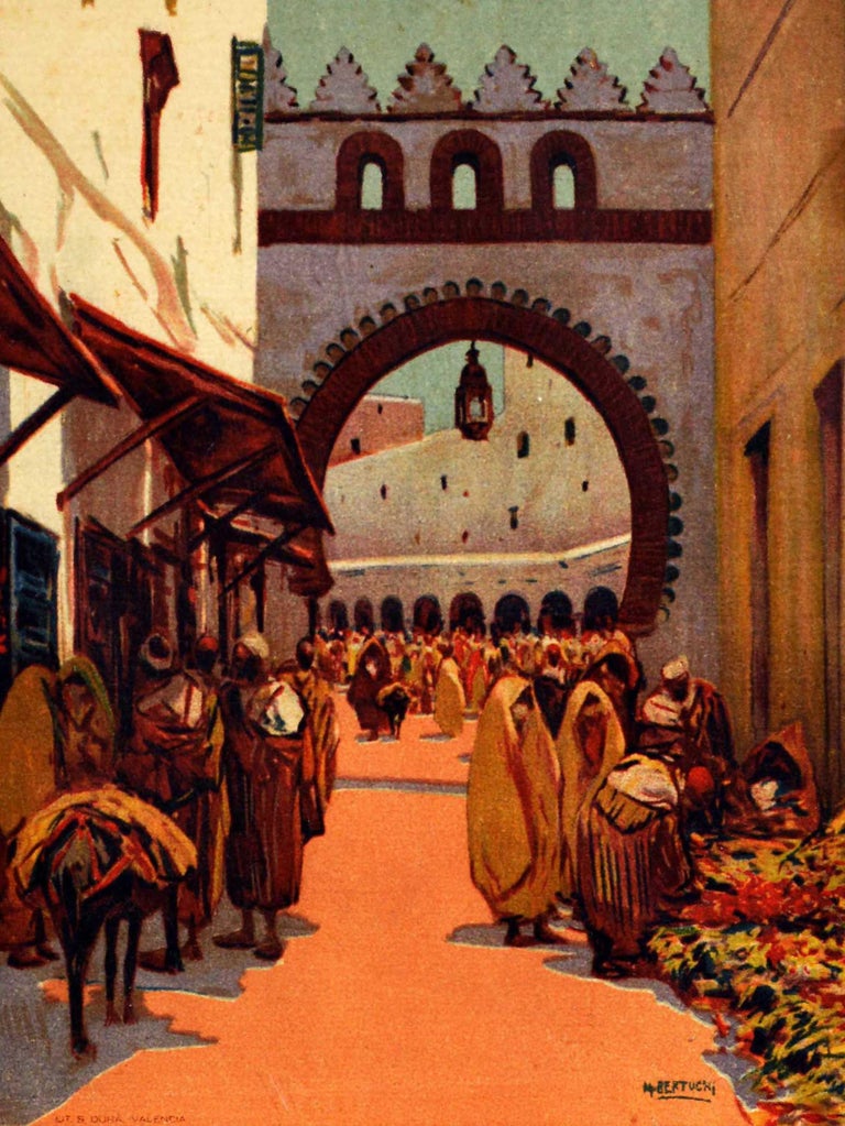 Original Vintage North Africa Travel Poster Larache Morocco Spanish ...